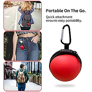 TOGETFACE Round Earbuds Case Portable EVA Carrying Case Organizer Phone Accessory Organizer with Carabiner for Headphones Earbuds Earpiece - red
