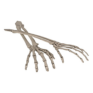 Beistle 2 Piece 17.5" Spooky Theme Plastic Skeleton Hand Yard Stakes Scary Halloween Lawn Decorations, Celebrating With You Since 1900, White/Gray