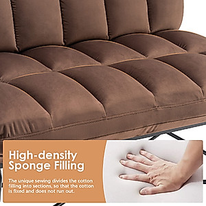 MCombo Loveseat Sofa Couch, Mid-Century Velvet Armless Settee, 2-Seater Upholstered Bench for Living Room Bedroom 4018 (2 Sets Brown)