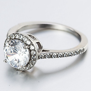 Jude Jewelers 3.75CT Stainless Steel Solitaire Engagement Ring Propose Wedding Anniversary Statement (Silver, 9)