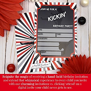 Karate, Tae Kwon Do, Martial Arts Birthday Party Invitations, 20 5x7 Fill In Cards with Twenty White Envelopes by AmandaCreation