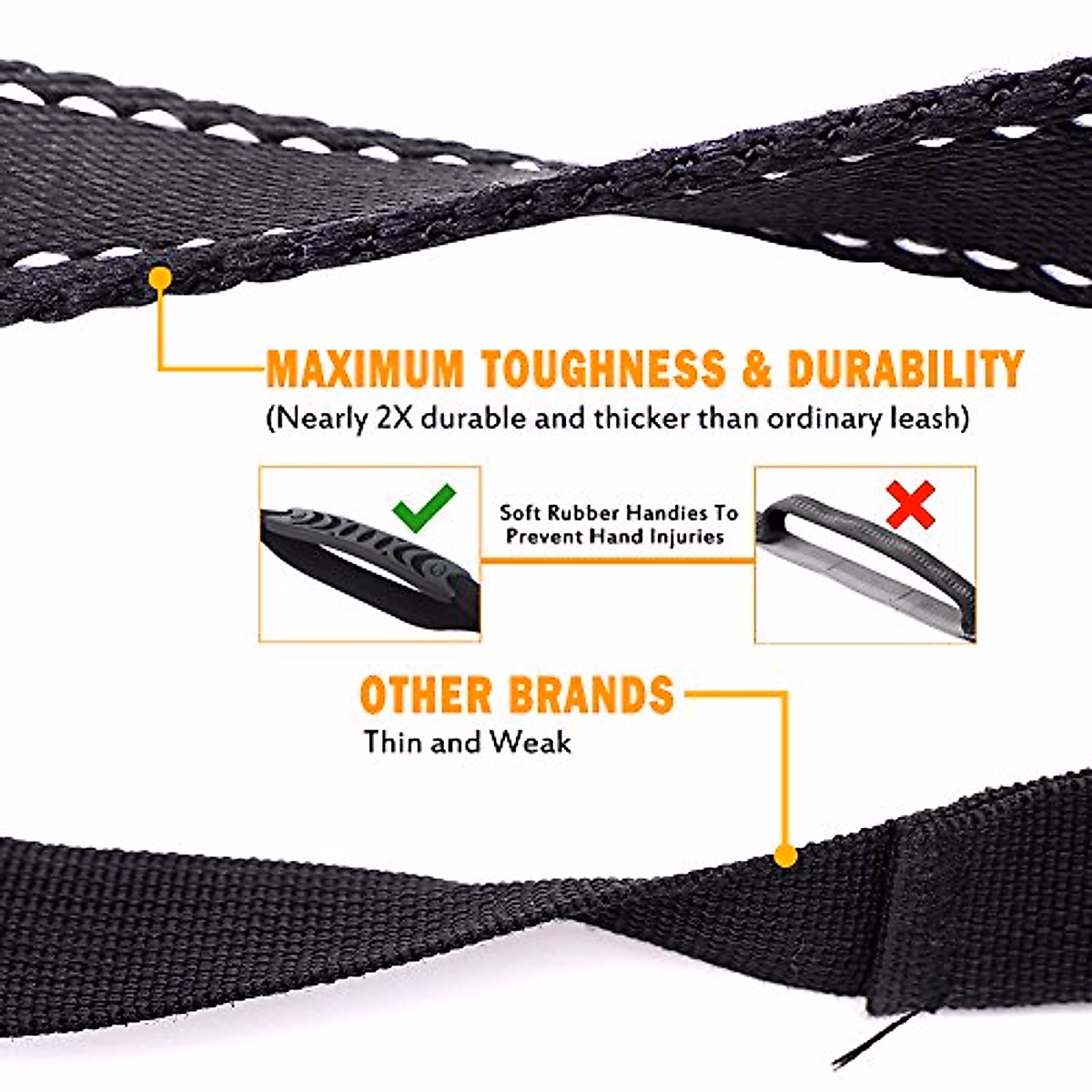 Fashion&cool Heavy Duty Dog Leash Especially Large Dogs Up to 150lbs, 4-6 Ft Reflective Dog Walking Training Shock Absorbing Bungee Leash Car Seat Belt Buckle, 2 Padded Traffic Handle Extra Control