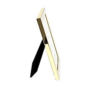 Isaac Jacobs 5x7 White Leather with Gold Metal (Vertical & Horizontal) Picture Frame, Suede Border w/Black Fabric Easel, Wall-Mountable, Made For Tabletop, Photo Gallery (5x7, White W/Gold)