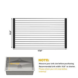 Roll Up Dish Drying Rack, Over The Sink Dish Drying Rack Kitchen Rolling Dish Drainer, Foldable Sink Rack Mat Stainless Steel Wire Dish Drying Rack for Kitchen Sink Counter (17.8"x11.8")