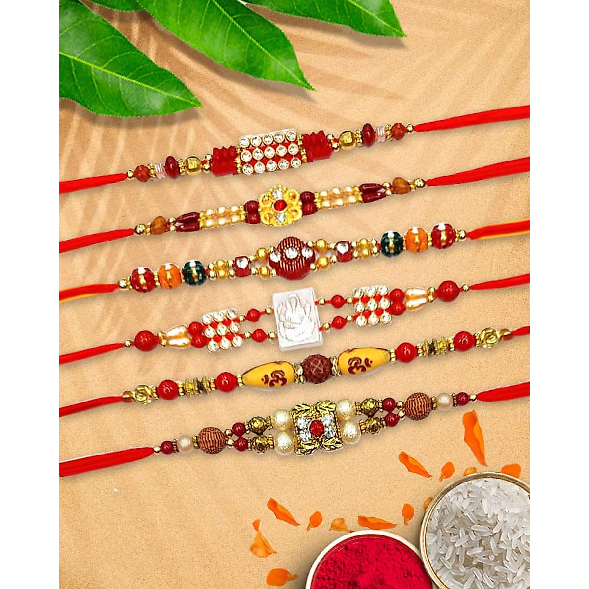 Tuelip Set of 12 Rakhi for Brother, Raksha Bandhan Handmade Bracelet for Bhaiya Bhabhi Rakhi Bracelet, Indian designer latest Rakhi for bhai Thread