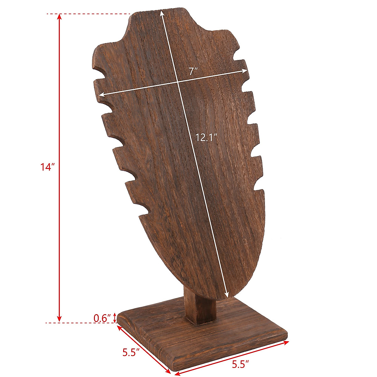 MOOCA Wooden Freestanding Necklace Easel Display Stand - Adjustable Slope Jewelry Showcase Holder for 6 Necklaces, Brown Color