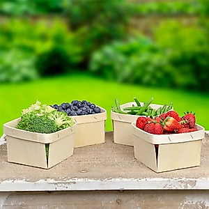 Cornucopia Quart Wooden Berry Baskets (8-Pack); 5.75-Inch Square Vented Wood Boxes for Fruit Picking, Easter or Arts & Crafts