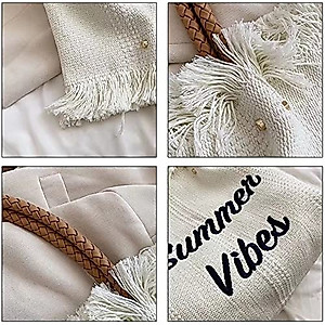 WEIIYONN Large Beach Bag Tote Bag for Women Summer Vibe Shoulder Bag with Tassels Aesthetic Handbag for Vacation Holidays (Pink)