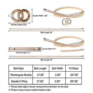 Youjaree Women Skinny Belt for Dresses 2 Pieces Metal Cinch Belt Gold Waistband Elastic Waist Belt for Women (A-2 Pieces (gold+sliver))
