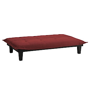 DHP Lodge Convertible Futon Couch Bed with Microfiber Upholstery and Wood Legs, Red