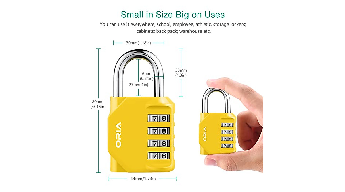 ORIA Combination Lock, (Newest)4 Digit Combination Padlock Set, Metal ...