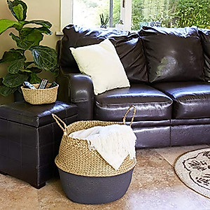 Natural Seagrass Basket - Home/Kitchen/Storage/Laundry/Organizer/Beach/Decor/Baskets - Woven Plantbasket - Beach Bag - Toy Storage - Laundry Basket - Picnic Tote - Handle Basket - Medium Size