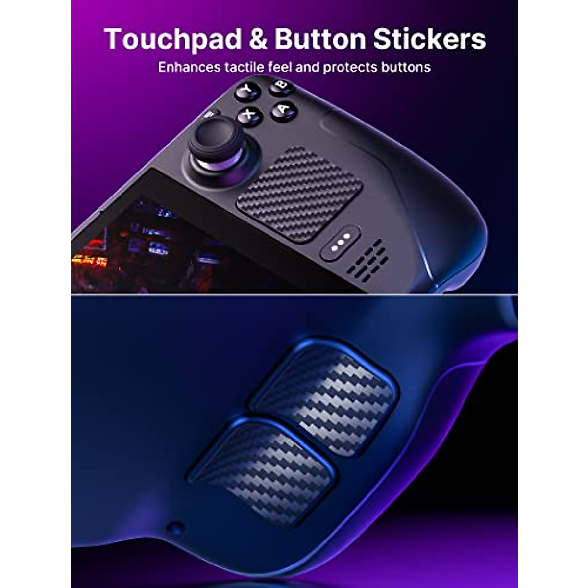 JSAUX Skin Stickers Set for Steam Deck/Steam Deck OLED, Vinyl Skin Decal Sticker, Anti-Slip Grip Sticker, Touchpad Stickers, Thumb Grip Caps, Protective Full Wrap Sticker for Steam Deck-White