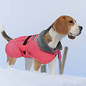 Lelepet Dog Winter Jacket, Reflective Dog Winter Coat with Adjustable Buckle & D-Ring Windproof Warm Dog Padded Coat for Cold Weather Fleece Turtleneck Dog Vest Pet Apparel for Small Medium Large Dogs