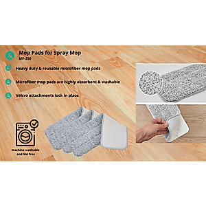 True & Tidy, Extra Thick Microfiber Mop Pad Pack Refill for SPRAY-250 Spray Mop SPRAY-360 Spray Mop Kit SWEEP-180 Sweeper Mop, Fits Other Mops, Machine Washable up to 100x, 15.5 x 5 inch (6-Pack)
