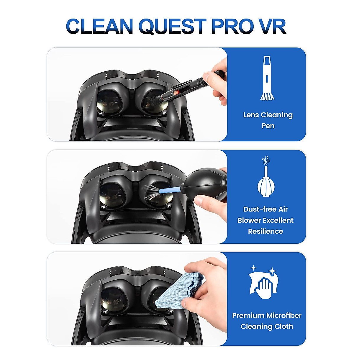 DEVASO Carrying Case for Oculus Meta Quest 2/Quest Pro, 6 in 1 Large Capacity Travel Case Storage with 20FT Link Cable, VR Headset Cleaning Kit, Lens Protector, Suitable for Travel and Home Storage