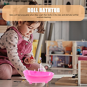 Toyvian Toy Bathtub for Dolls, Baby Doll Real Working Bath Set Electric Bathtub with Shower and Faucet Pretend Play Toy Play Water Accessories Fits Most Dolls ​Up to 12''