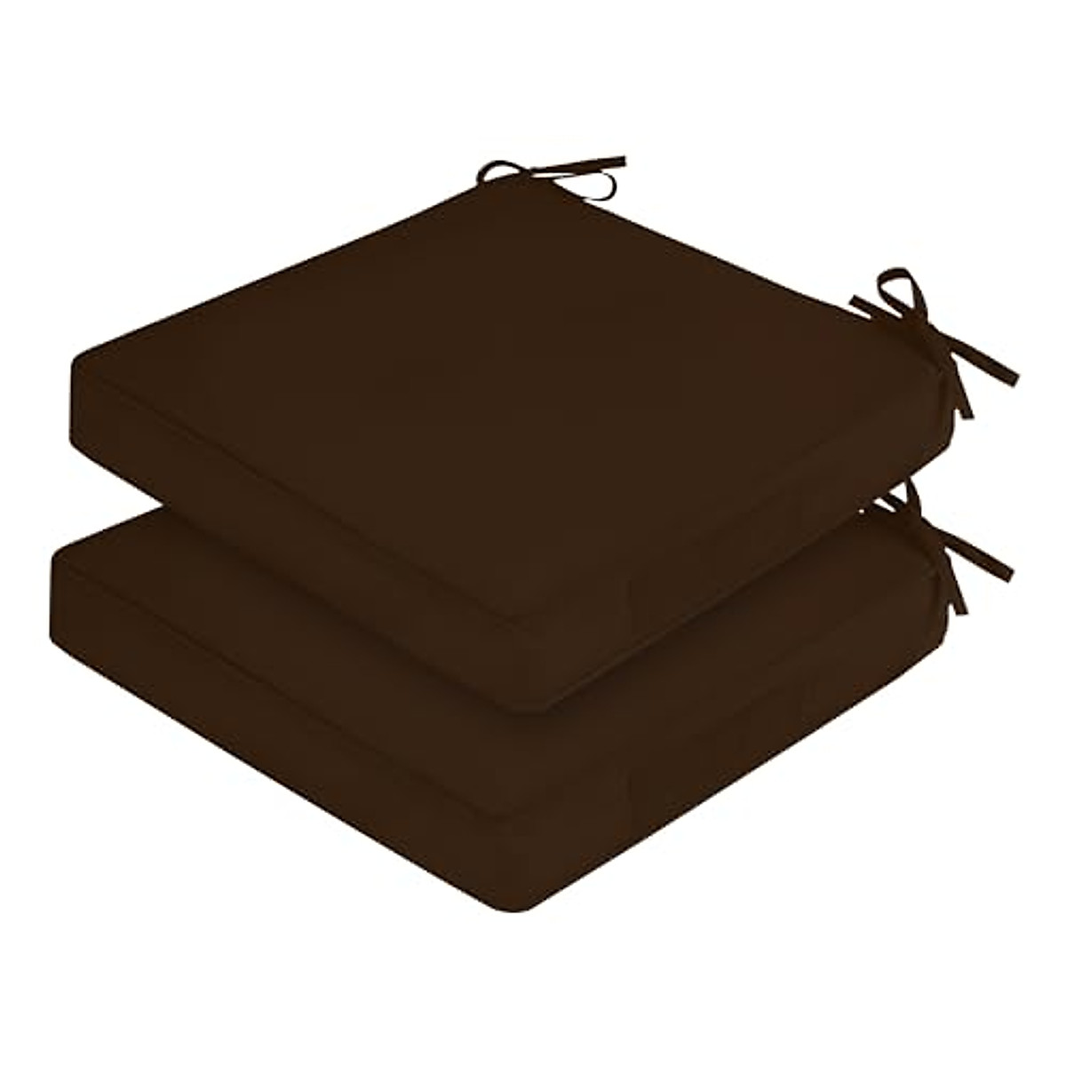 LOVTEX 19x19 Outdoor Chair Cushions Set of 2, Waterproof Patio Cushions for Outdoor Furniture with Removable Cover, Thick Outdoor Seat Cushions for Chairs with Straps and Portable Handle(Brown)