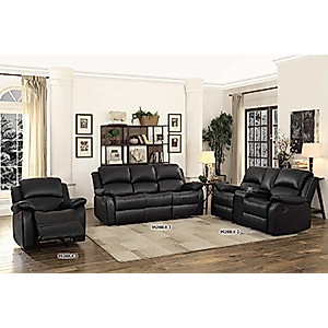 Homelegance Clarkdale Double Glider Reclining Loveseat with Console, Black