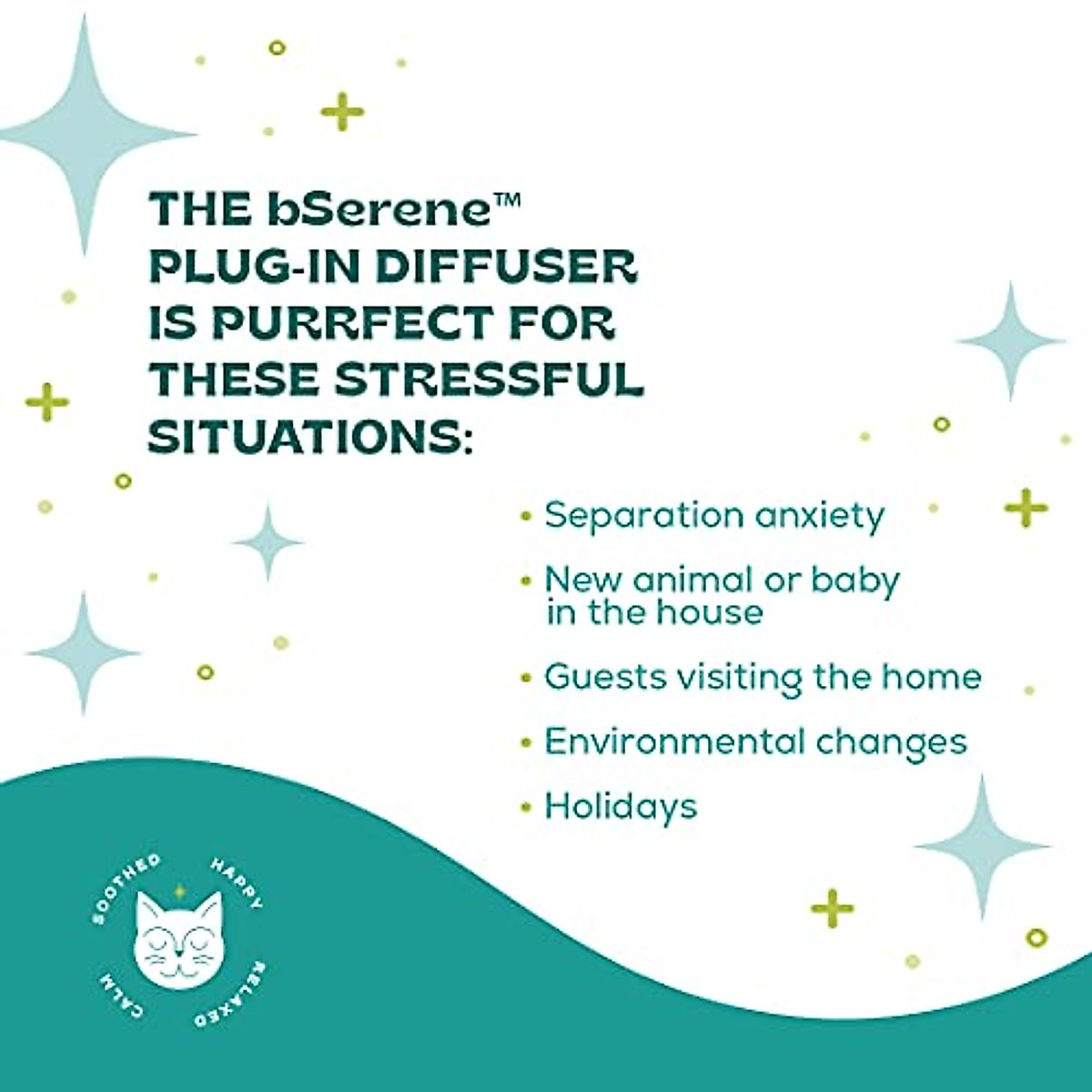 bSerene Pheromone Calming Solution for Cats|45-Day Starter Kit: Plug-in Diffuser + Refill |Helps Reduce Hiding, Scratching, Stress, Anxiety | for Single/Multicat Homes|45 Days of Constant Comfort