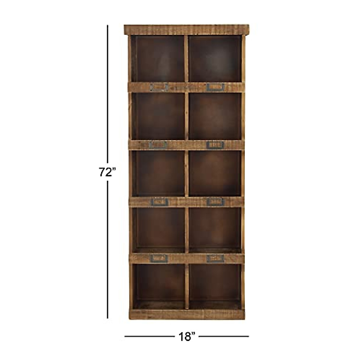 Deco 79 Wood 8 Cubbies Wall Shelf, 18" x 7" x 42", Brown