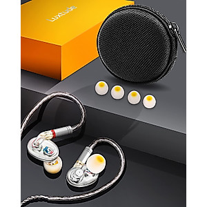 Luxtude CX1 Earphones Wired Earbuds in-Ear Monitor Headphones, Tangle-Free MMCX Corded Noise-Isolating IEM Ear Phones, HiFi Sound DD Bass Driven Sound, Carry Case, Ear Buds Tips (Clear Brown, No Mic)