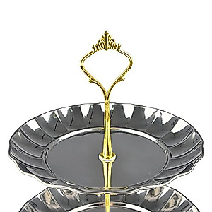 3-Tier Cupcake Stand NHSUNRAY Round Stainless Steel Dessert Stand Cake Stand Wedding Parties Birthday Tea Party Serving Platter (3-Tier, silver)