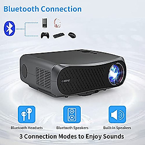 Smart Android Bluetooth Projector, Wireless 5G WiFi Mirroring Native 1080P Projector Home Theater, 200" Outdoor Projector Support 4K Gaming Movie Digital Zoom 4D Keystone for HDMI USB DVD TV Stick PC
