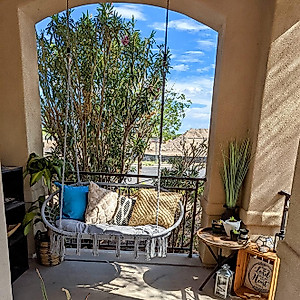 Ymeibe Porch Bench Swing Nylon Ropes Indoor Outdoor 8 ft Extra Long Adjustable Hammock Swinging Chair Straps Hanging Kit for Adjustment or Extension - Holds to 700lbs Set of 2