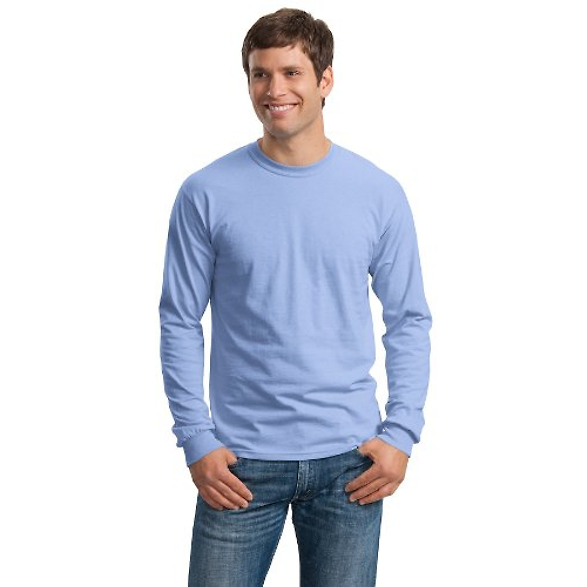 Gildan 100% Cotton Long-Sleeve T-shirt (G2400) Tee X-Large Carolina Blue