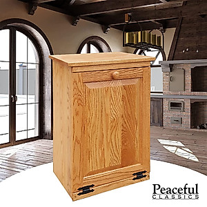 Peaceful Classics Tilt Out Trash Cabinet- Amish Handcrafted Wooden Pull Out , Decorative Trash Bin Cabinet for Kitchen, Bedroom, & Home Patio, Laundry Hamper Cabinet, Golden Oak