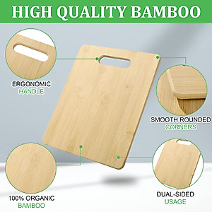 Bamboo Cutting Board Set of 12 Wood Chopping Boards with Handle Thick Cutting Board Kitchen and Dining Bulk Plain Bamboo Cutting Board for Engraving Gift Cooking Decor (Regular)
