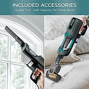 Shark HH202 Ultralight Corded Handheld Vacuum with Self-Cleaning Power Brush & Crevice Tool, Hypervelocity Suction & Removable, Perfect for Pets, Teal, 0.35 Qt. Dust Cup