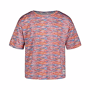 Calvin Klein Girls' Short Sleeve Relaxed-Fit Performance T-Shirt, Crew-Neck Neckline & Logo Detailing, Purple Rose Static