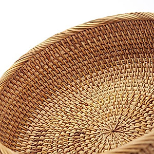 Round Rattan Fruit Baskets Woven Storage Bowls Key Holder Stackable for Shelf Kitchen Tabletop Natural Set of 3