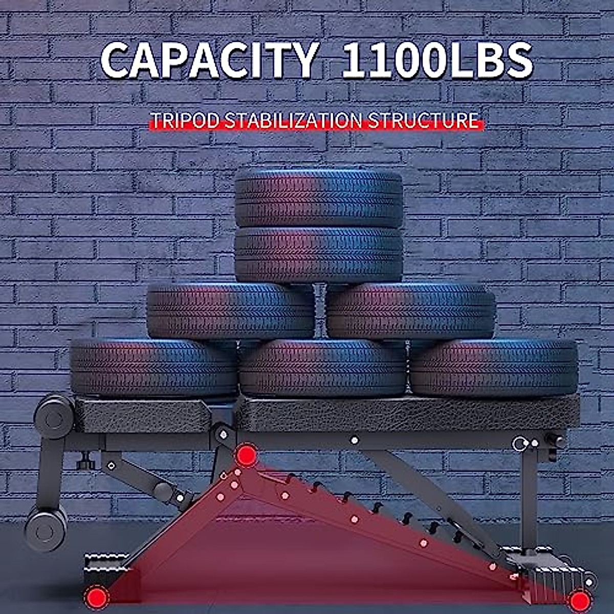 K KINGKANG Adjustable Weight Bench, 1100 LB Weight Capacity Heavy-duty Workout Bench, Extended Head, and Neck Protection Design, Foldable Flat/Incline/Decline Exercise Multi-Purpose Bench for Home Gym