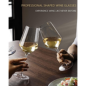 JBHO 17 oz Lead-Free Wine Glasses Set of 4, Hand Blown Durable Crystal Wine Glasses for Daily Use and Hosting Guests, Thin Rim for Serving Red and White Wine, Gift packing for any occasion