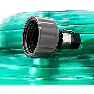 FUNJEE PVC Flat Soaker Hose 1/2'', Drip Hoses, Saves 70% Water, For Garden/Vegetable (50FT, Green)