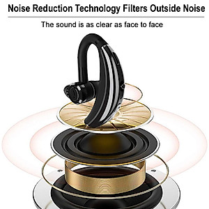 Agkey Wireless Earpiece Voice Command Wireless Headset Noise Cancelling Wireless Headset in-Ear Headphone Business Earphones Compatible with Android iOS Smart Phones Laptop for Office Driver Trucker