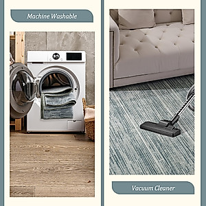 HOMBYS 9x12 Thickened Memory Foam Area Rug for Living Room Bedroom, Large Modern Abstract Floor Carpet for Indoor, Boho Home Deco Non-Shedding, Grey, Machine Washable