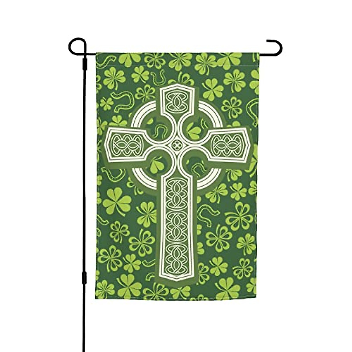 Celtic Cross Happy St. Patrick's Day Garden Flag 12 x 18 Inches Double Sided Banner Funny Yard Flags for Room Rustic Farmland Lawn House Festival Birthday Anniversary