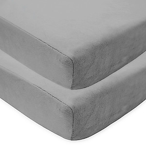 American Baby Company 2 Pack Heavenly Soft Chenille Fitted Crib Sheet 28" x 52", Warm and Cozy Neutral Chenille Sheet, Gray, for Boys and Girls, Fits Crib and Toddler Bed mattresses