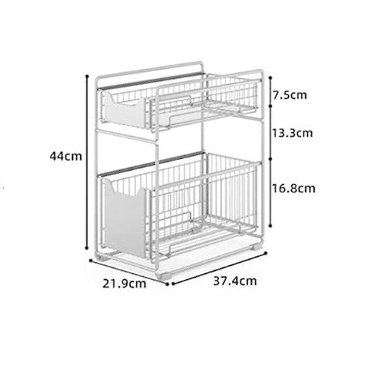 SLDMJFSZ Under Sink Organizers and Storage,2-Tier Sliding Kitchen Cabinet Organization,Multi-Purpose Under Sink Shelf,Black/White,White,Small