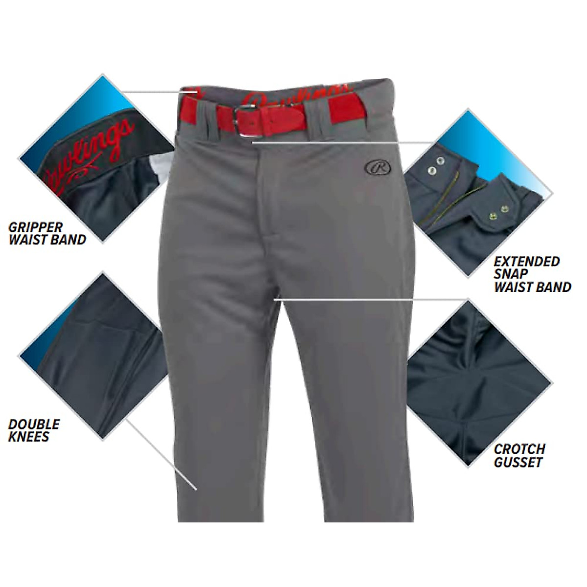 Rawlings Boys Ylnchkp-bg-91 Pant, Grey, X-Large US