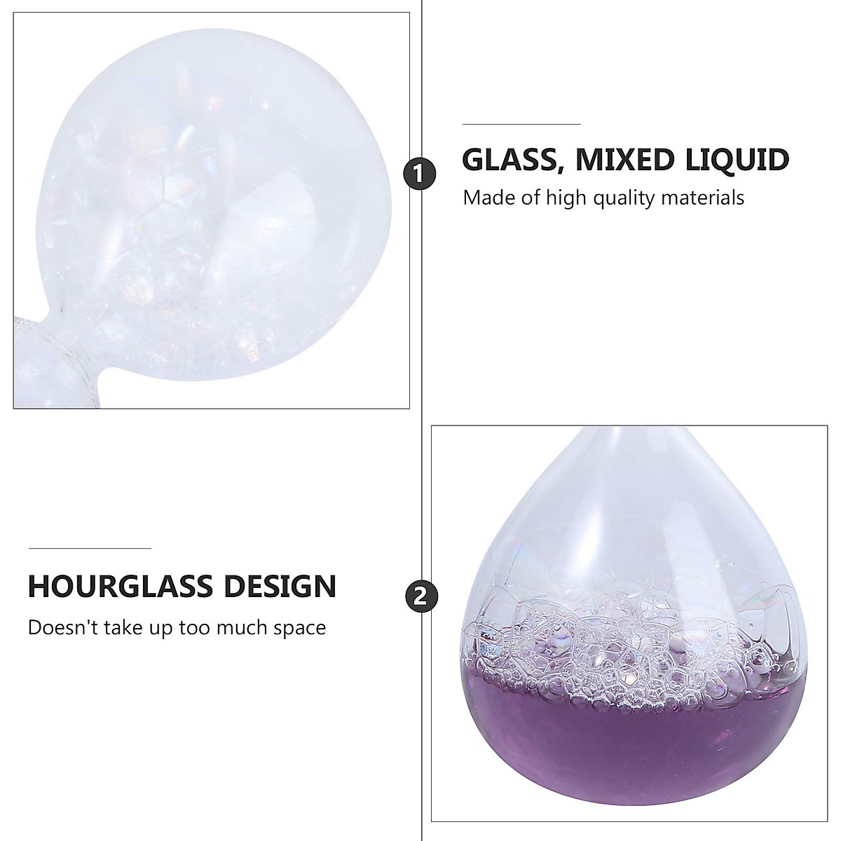 cabilock Hour Glass Glass Hourglass Timer Liquid Hourglass Liquid Motion Timer Hourglass Bubble Singing Hourglass Home Decorations Birthday Gifts (Purple) Water Wiggler