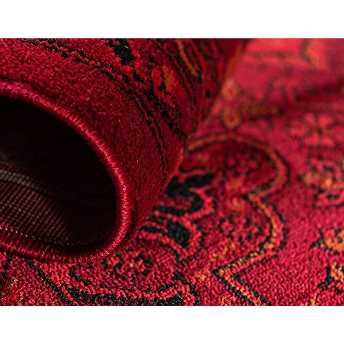 Unique Loom Tekke Collection Over-Dyed Saturated Traditional Torkaman Area Rug, 9 ft x 12 ft, Red/Black