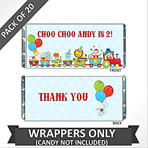Personalized Candy Wrappers for Chocolate, Circus Birthday Party Favors, Pack of 20 Custom Hershey Bar Labels