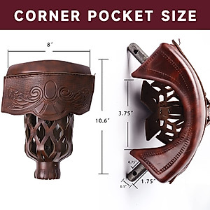 GSE Games & Sports Expert Set of 6 Heavy Duty PU Leather Billiard Pool Table Pockets, Billiard Pool Table Accessories (Walnut, Shield)