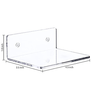 MyGift Wall Mounted Premium Clear Acrylic Floating Shelf, 4.5-Inch Collectibles and Figurine Display Rack, Set of 3