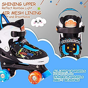Woolitime Adjustable Roller Skates for Girls and Boys, 4 Size Adjustable Toddler Roller Skates for Kids with All Wheels Light Up, Patines para Niñas Niños